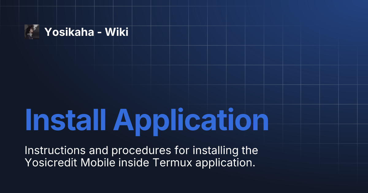 Install Application | Yosikaha - Wiki